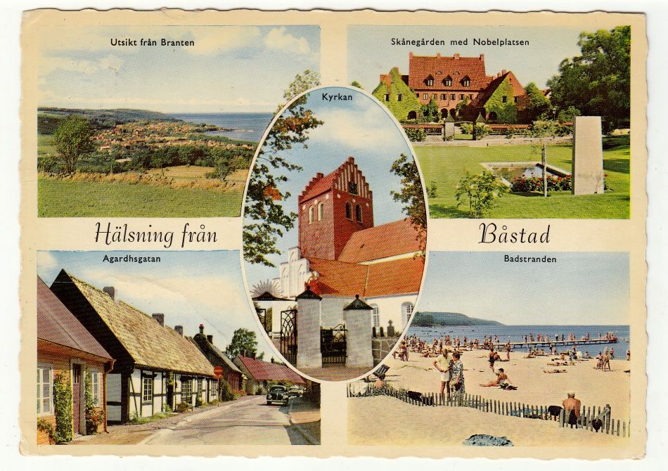 BÅSTAD Hälsningskort 5 Bilder 1960 till USA