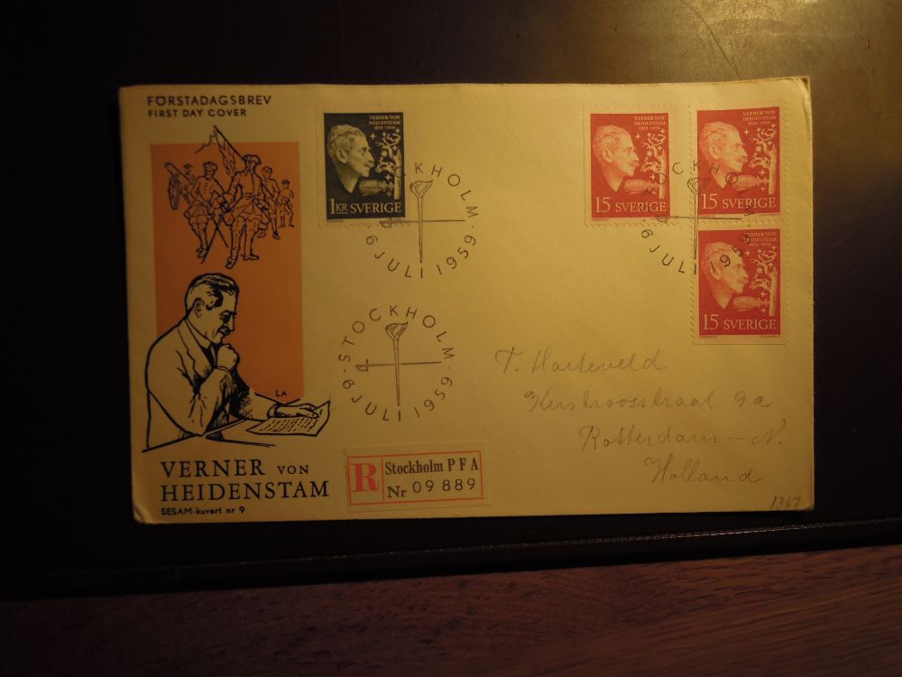 FDC Verner von Heidenstam 1959 - Vinjett 1